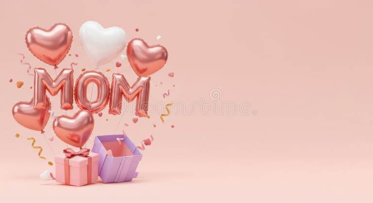 Festive 3D Mother S Day Scene with Ample Copy Space Stock Illustration ...