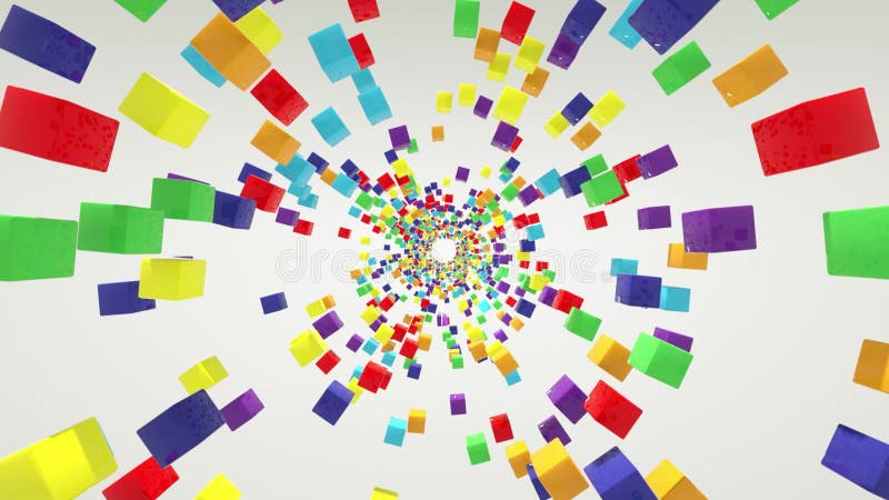 A Festive 3d Rendering Rainbow Cubes on a White Background Spinning ...