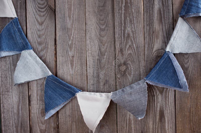 Festive Decor Denim Flags with Space for Text. Stock Photo - Image of ...