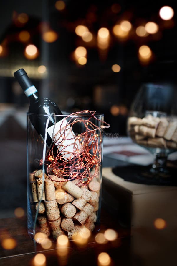Festive Decoration with a Bottle of Wine Stock Image - Image of alcohol ...