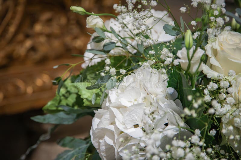 Festive Decoration for Wedding Event. Flower Arrangements Predominantly ... Festive Decoration for Wedding Event. Flower Arrangements Predominantly ...