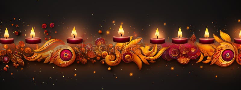Festive Decorations Diwali Border Frame Stock Illustration ...