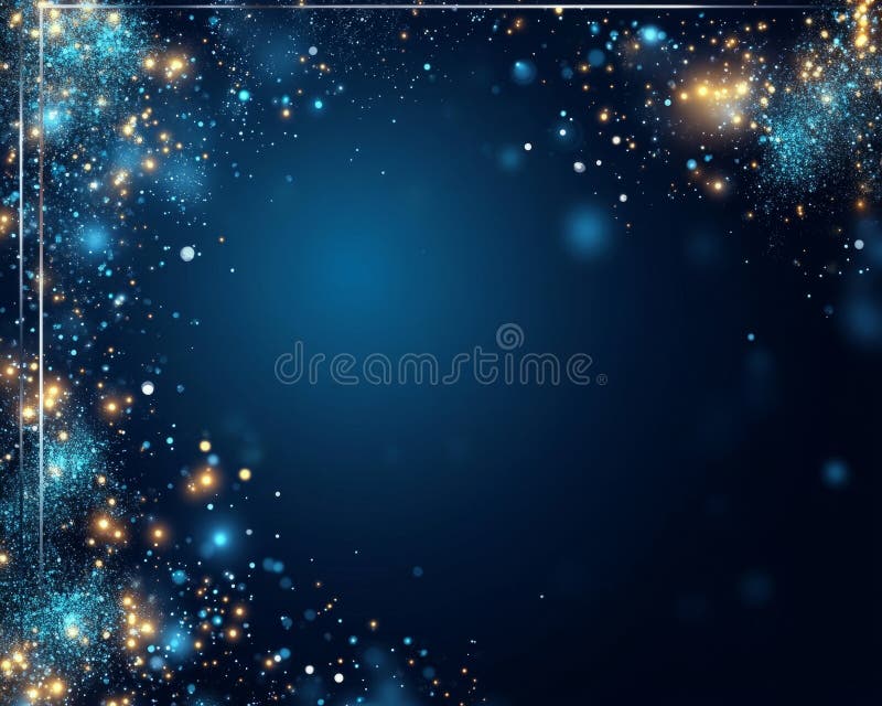 Festive Deep Sapphire Banner with Golden Bokeh Frame Stock Illustration ...