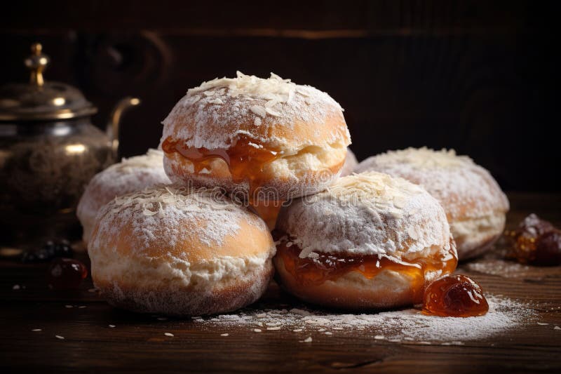 Festive Delight: Gourmet Sufganiyot Magic Stock Illustration ...