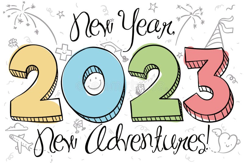 Festive Design in Doodle Style Announcing New Adventures in 2023 ...