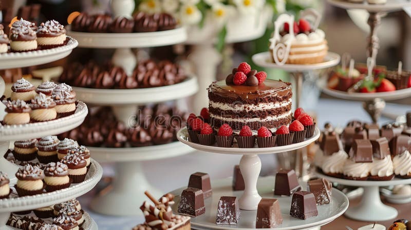 Festive Dessert Table with Sweets: Wedding Candy Bar, Various Cakes ...