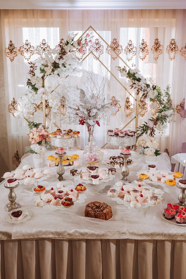 Festive Dessert Table with Sweets. Wedding Candy Bar, Various Cakes ...
