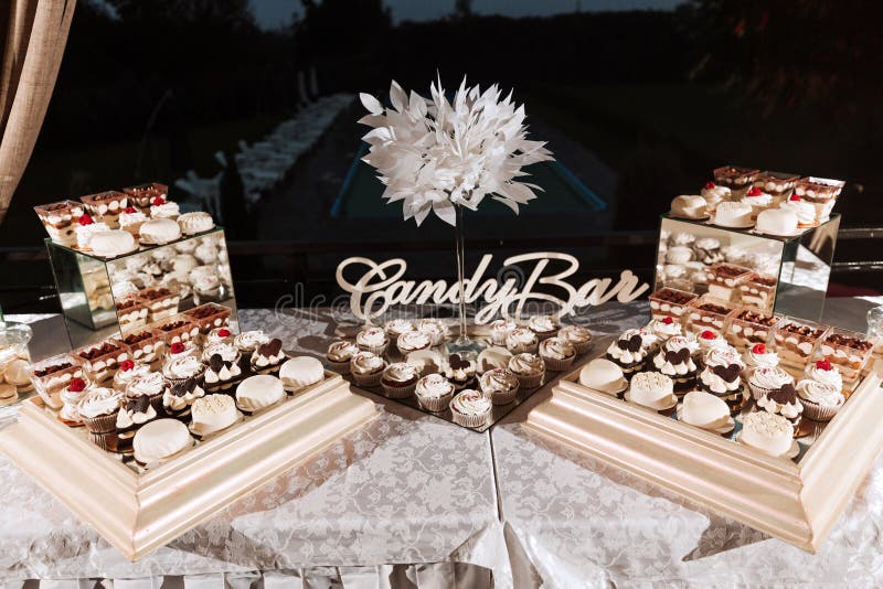 Festive Dessert Table with Sweets. Wedding Candy Bar, Various Cakes ...