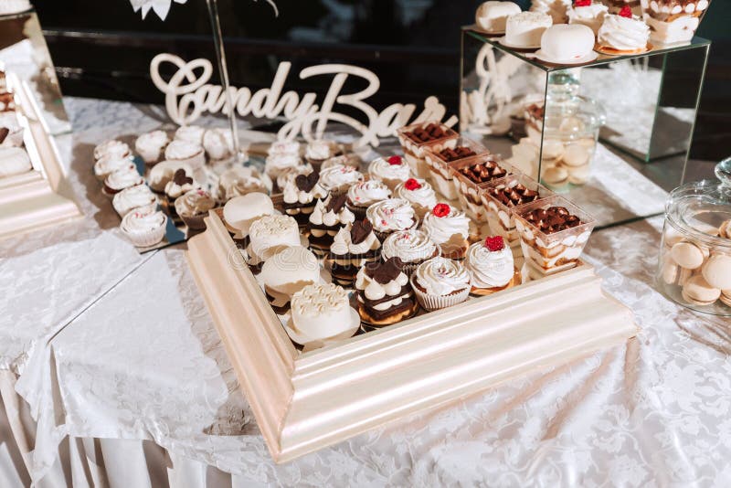 Festive Dessert Table with Sweets. Wedding Candy Bar, Various Cakes ...