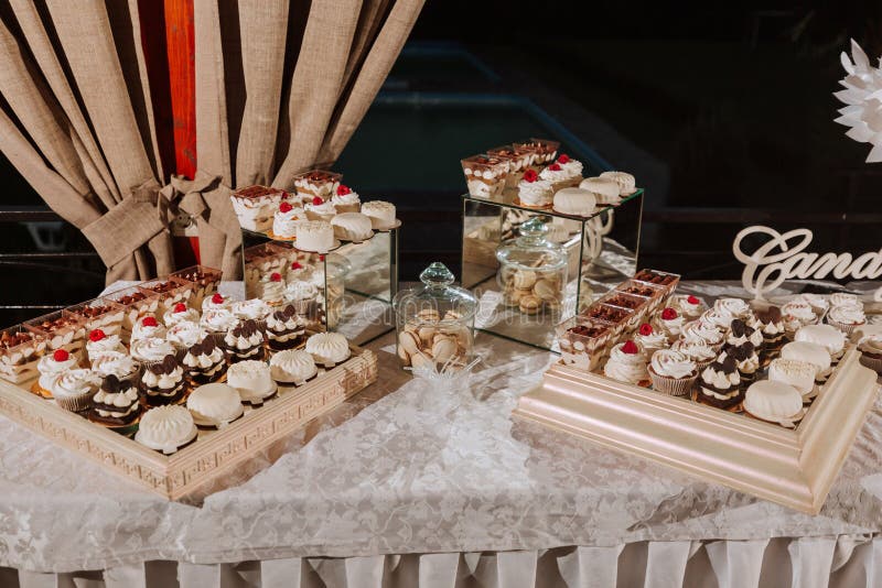 Festive Dessert Table with Sweets. Wedding Candy Bar, Various Cakes ...