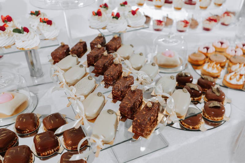 Festive Dessert Table with Sweets. Wedding Candy Bar, Various Cakes ...