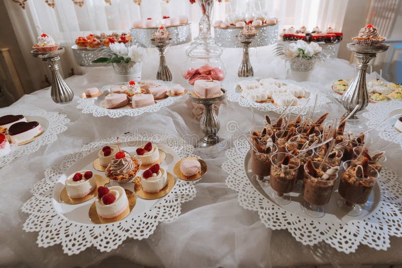 Festive Dessert Table with Sweets. Wedding Candy Bar, Various Cakes ...