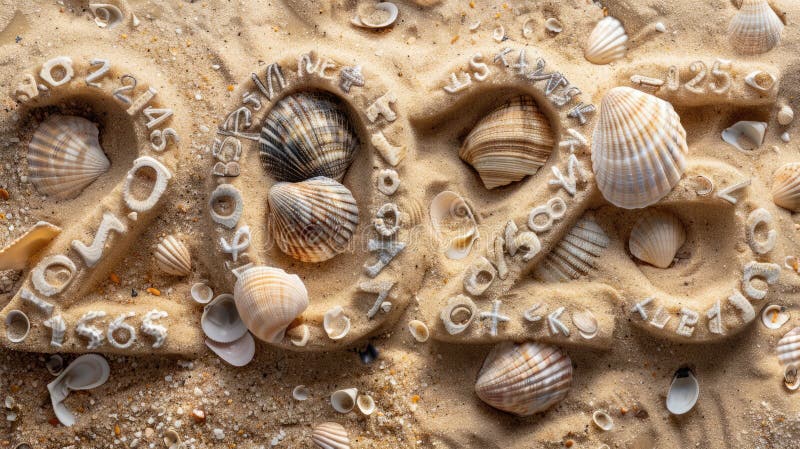Shells and Christmas Decorations on Beach Stock Image - Image of still ...