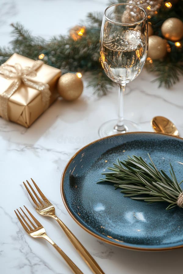 Festive Dining Setting with Elegant Plate and Sparkling Drink for ...