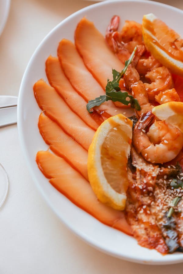 Delicious Starter Plate Served on Restaurant Table Stock Image - Image ...