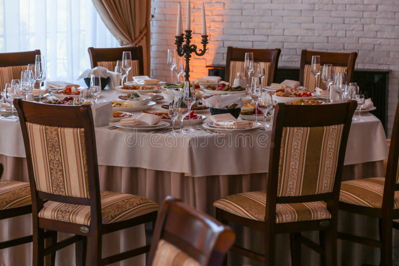 Festive Dinner Table Inside a Restaurant Stock Image - Image of design ...