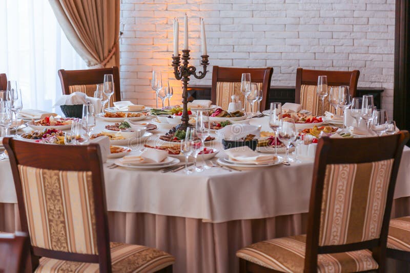 Festive Dinner Table Inside a Restaurant Stock Image - Image of ...