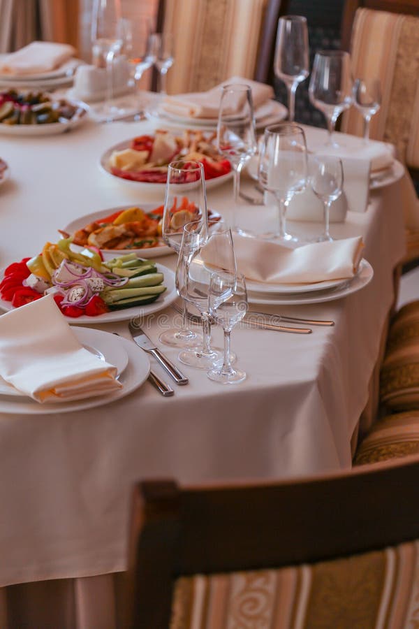 Festive Dinner Table Inside a Restaurant Stock Image - Image of banquet ...