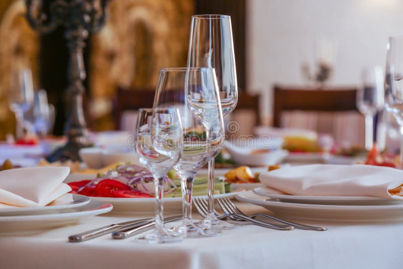 Festive Dinner Table Inside a Restaurant Stock Photo - Image of ...