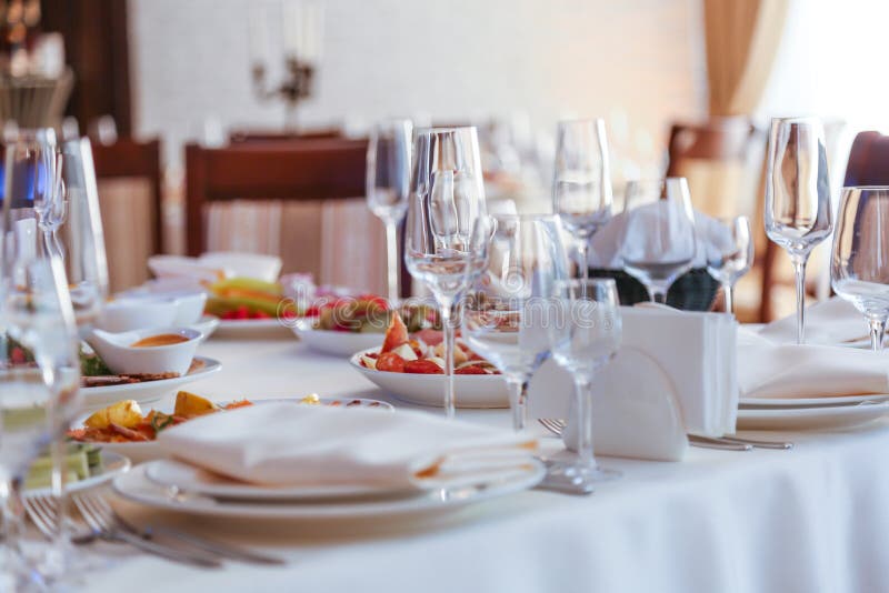 Festive Dinner Table Inside a Restaurant Stock Image - Image of design ...