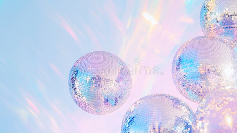 Festive Disco Balls in a Trendy Blur Style Gradient Background Stock ...