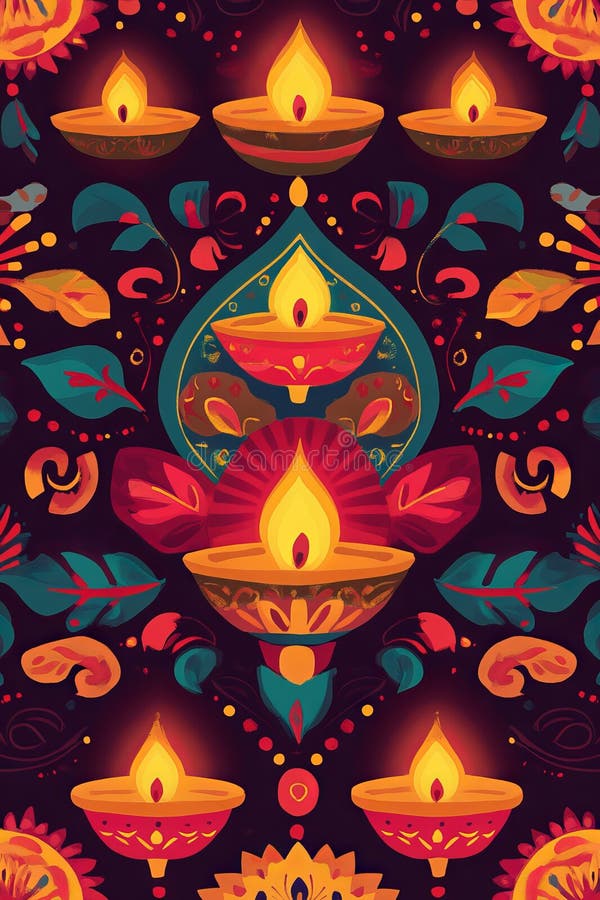 Festive Diwali Pattern with Traditional Elements and Colorful Designs ...