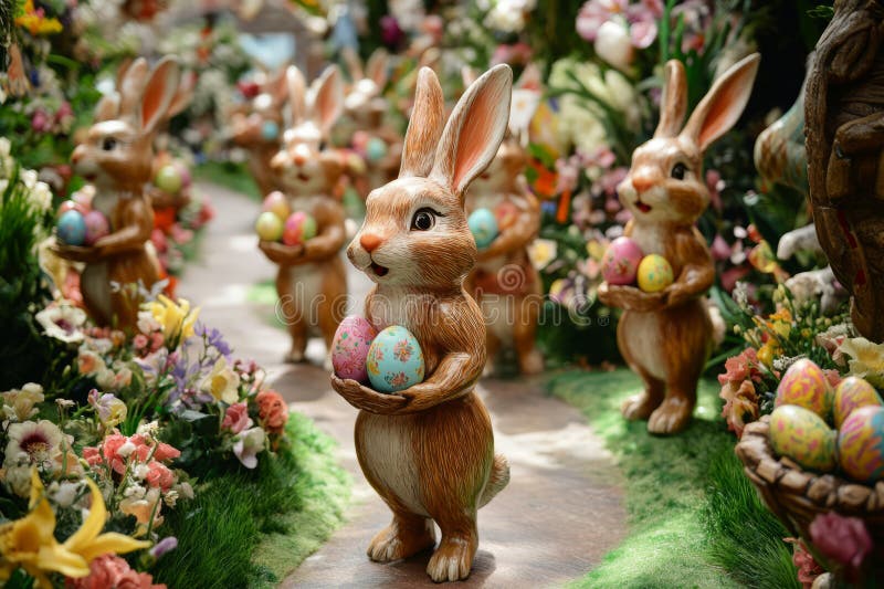 A Festive Easter Bunny Parade with Multiple Bunnies Marching Down a ...