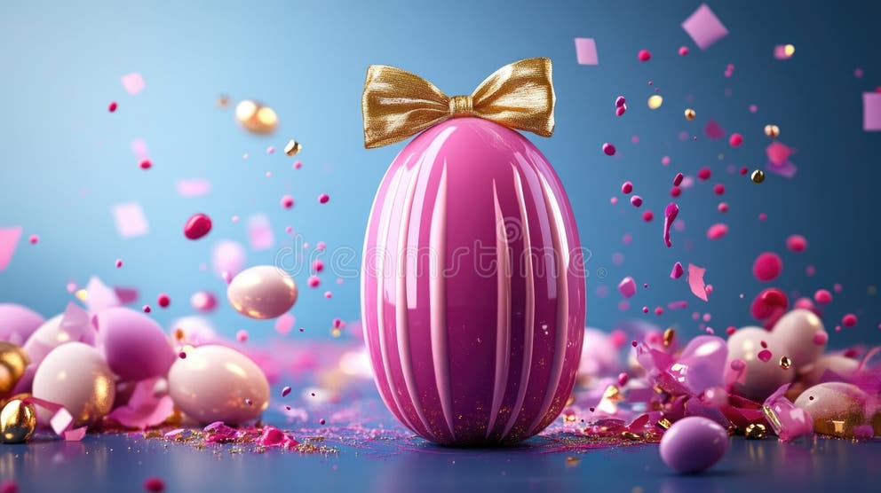 Festive Easter Egg Celebration with Pink Glitter Confetti Explosion ...