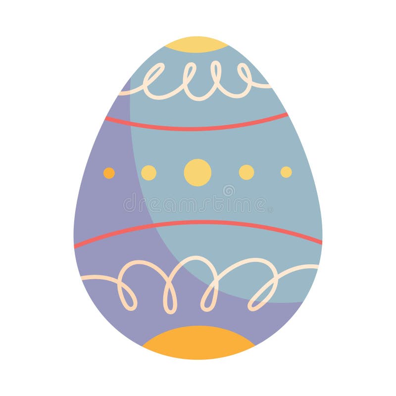 Colorful Easter Egg with Drawn Figures in Flat Design Stock ...