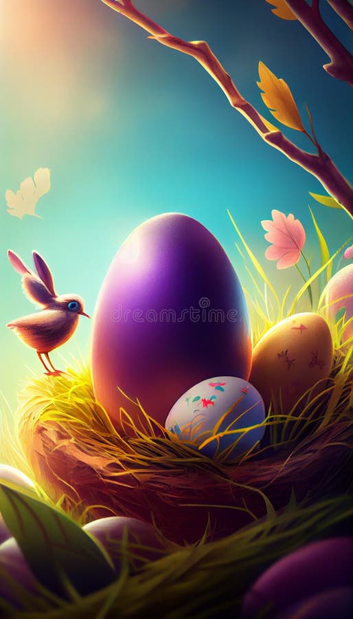 Festive Easter Eggs Composition Abstrackt Background. Generative AI Illustration Stock Image ...