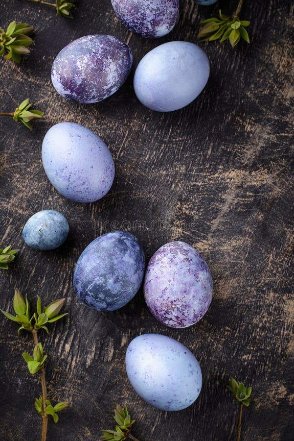 Festive Easter Eggs in Purple and Blue Color Stock Photo - Image of ...