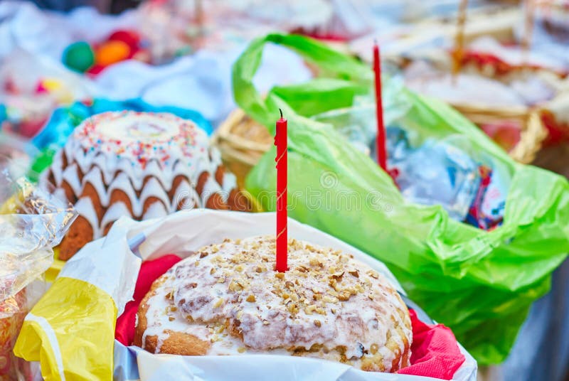 Festive Easter Food and Religious Candles Stock Photo - Image of food ...