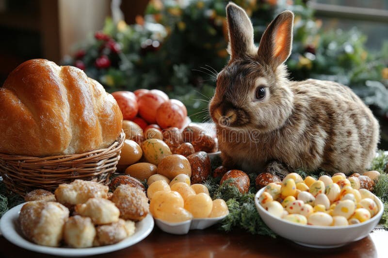 A Festive Easter Lunch Table, Elegant and Inviting, Culinary Theme ...