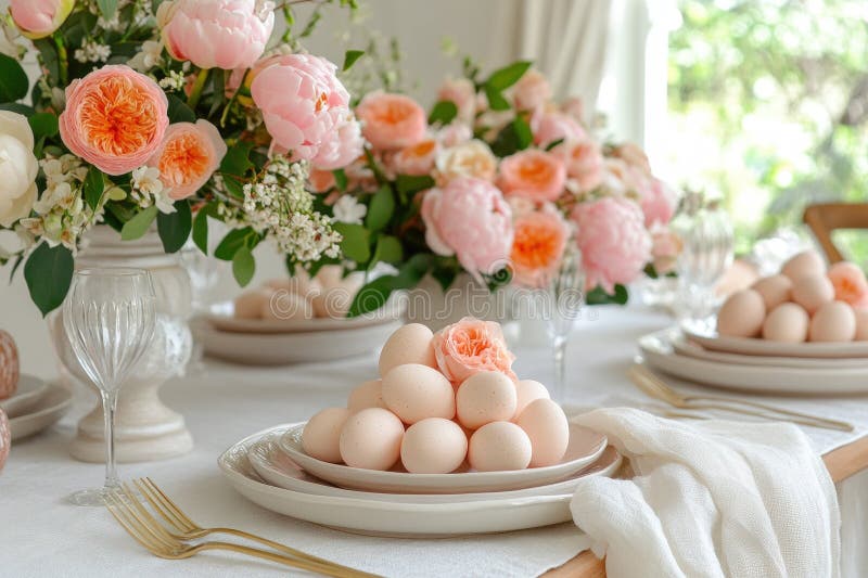 A Festive Easter Lunch Table, Elegant and Inviting, Culinary Theme ...