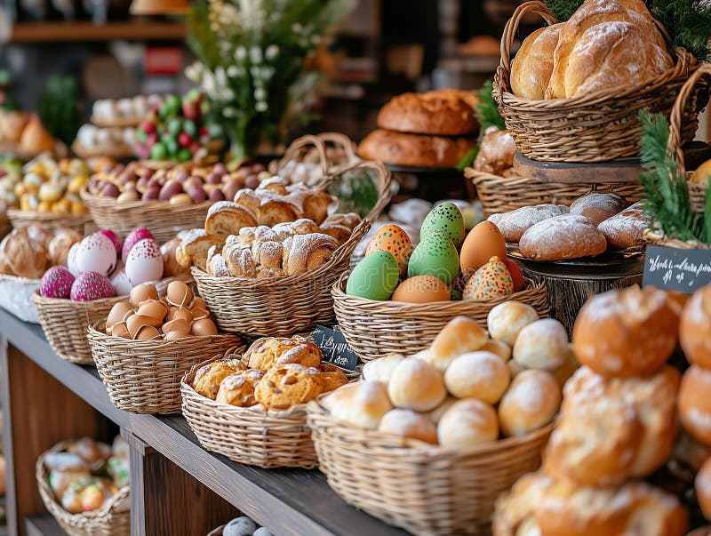 Festive Easter Market Stall Stock Illustration - Illustration of easter ...