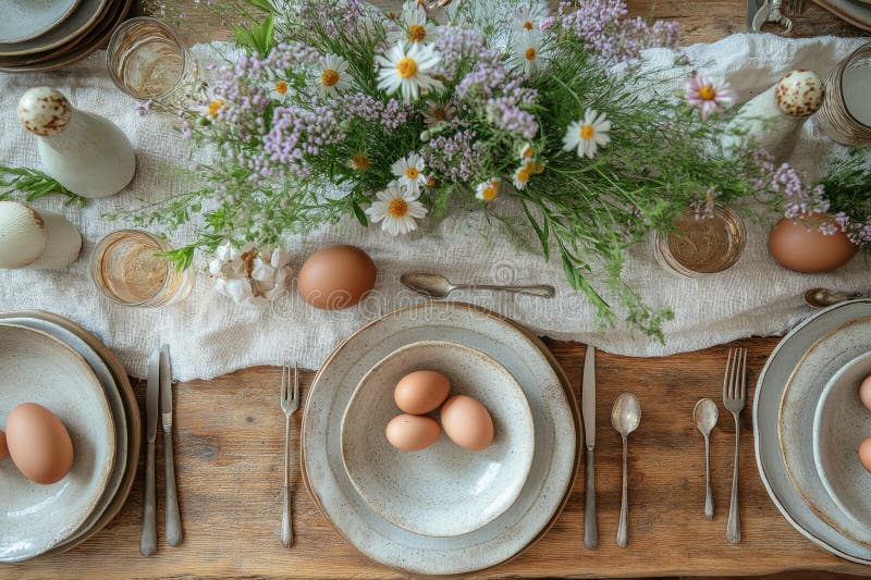 A Festive Easter Meal Table, Elegant and Inviting, Culinary Theme Stock ...