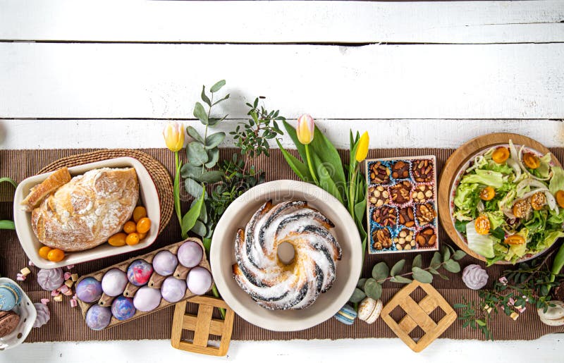 For a Festive Easter Table Served with Food Stock Photo - Image of ...