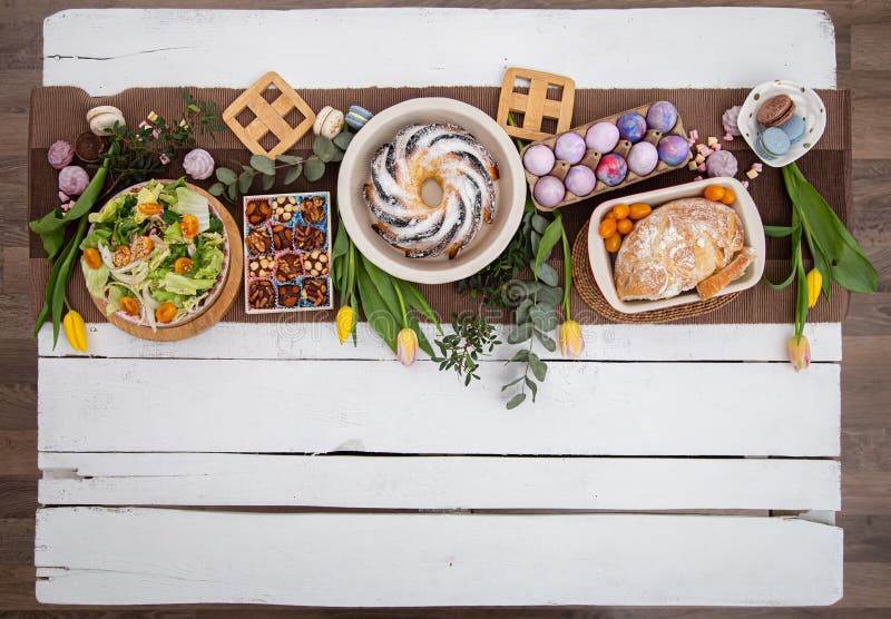 For a Festive Easter Table Served with Food Stock Image - Image of ...