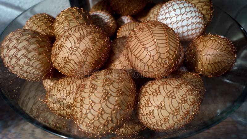 Festive Eggs are Beautifully Decorated with Metal Mesh Stock Photo ...