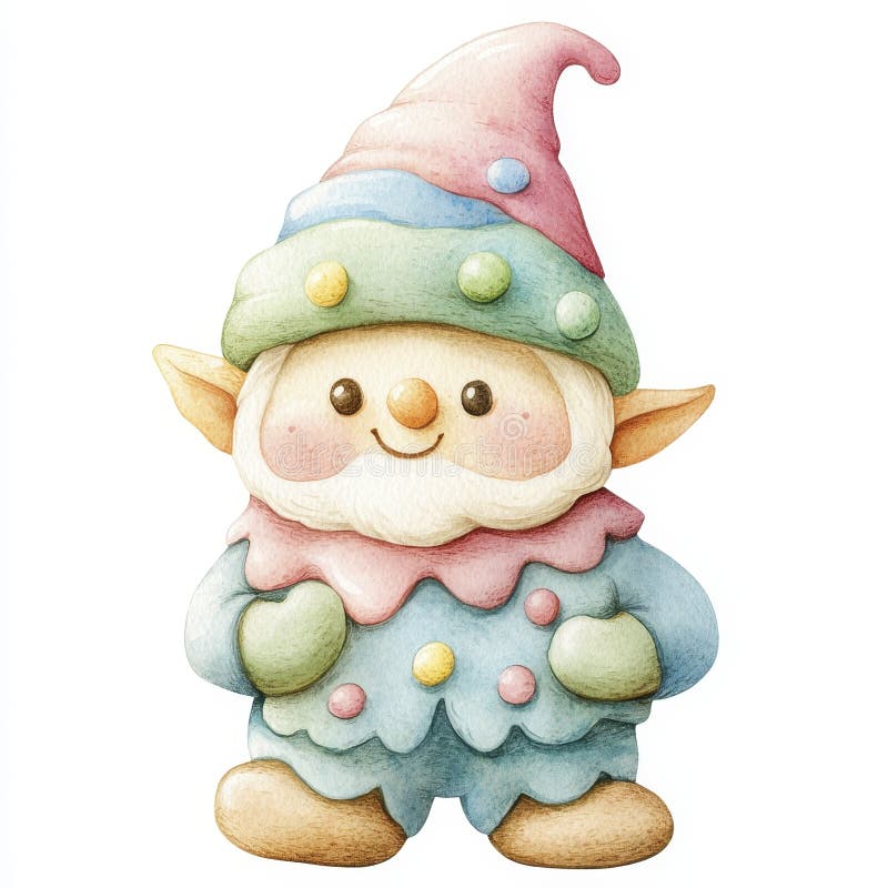 Festive Elf Shaped Cookie with Colorful Icing on White Background Stock ...