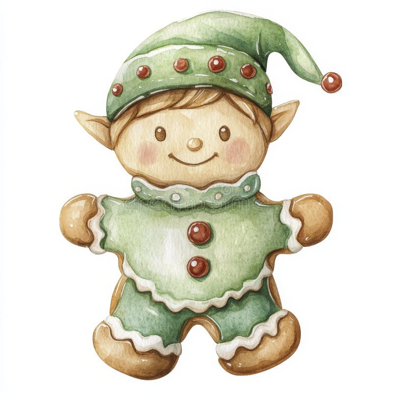 Festive Elf Shaped Cookie with Colorful Icing on White Background Stock ...