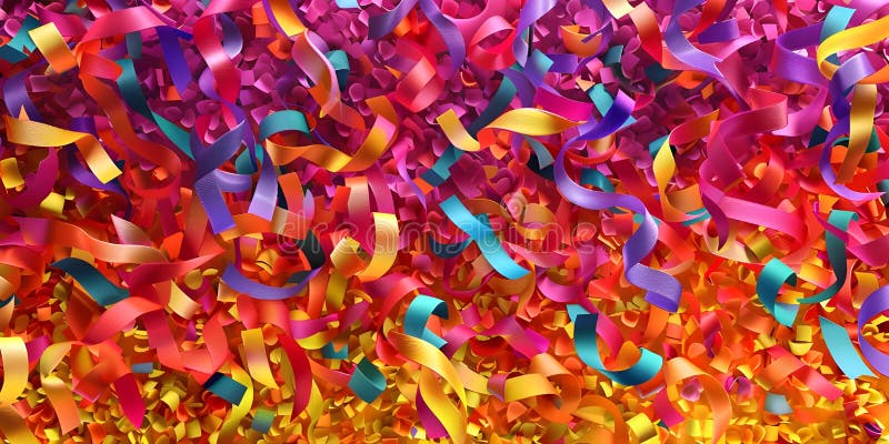Festive Explosion: Colorful Confetti and Ribbons Background ...
