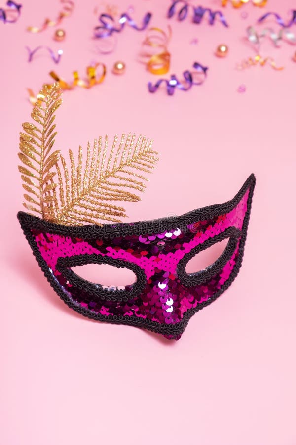Festive Face Mask for Carnival Celebration or Masquerade on Colored ...