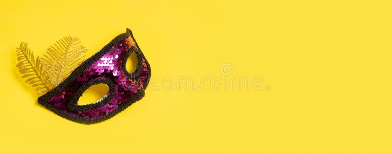 Festive Face Mask for Carnival or Masquerade Celebration on Colored ...