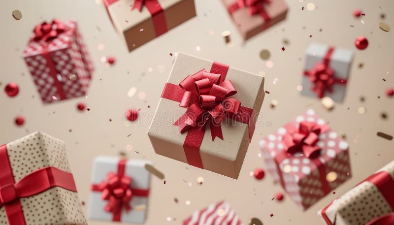 Festive Falling Gift Box Background Holiday Surprise Banner with ...