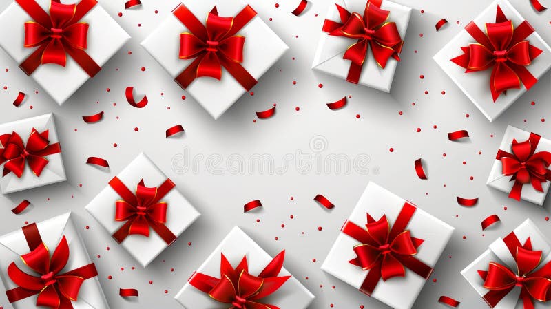 Festive Falling Gift Box Banner with Realistic Presents on Background ...