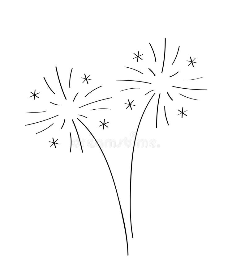 Festive Firework Doodle Icon. Vector Illustration. Hand Drawn Firework ...