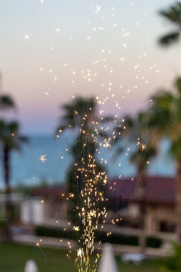 Festive Firework Sparks in a Park. Stock Photo - Image of abstract ...