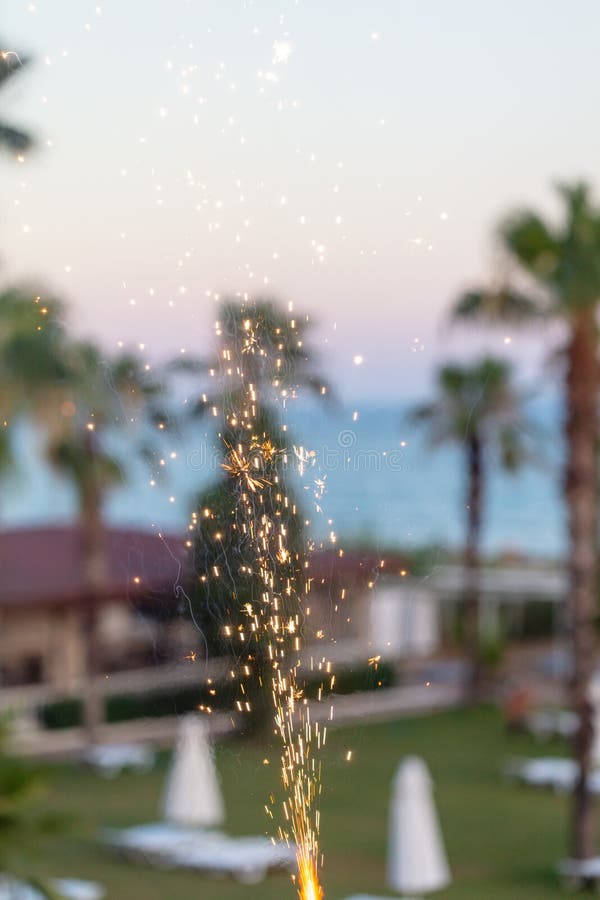Festive Firework Sparks in a Park. Stock Image - Image of abstract ...