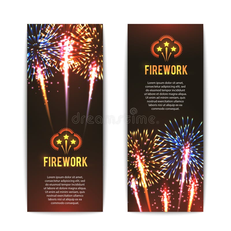 Festive Firework 2 Vertical Banners Set Stock Vector - Illustration of ...